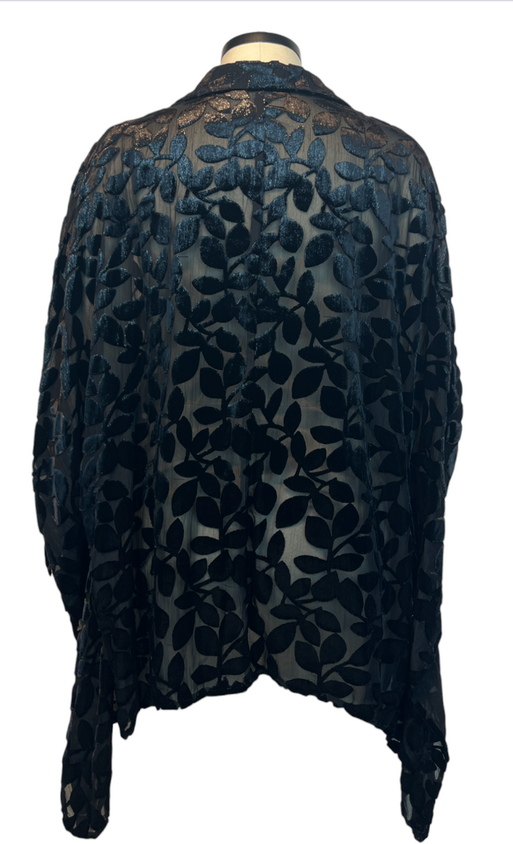 Luxe Leaf Burnout Batwing Tunic Black – Berek